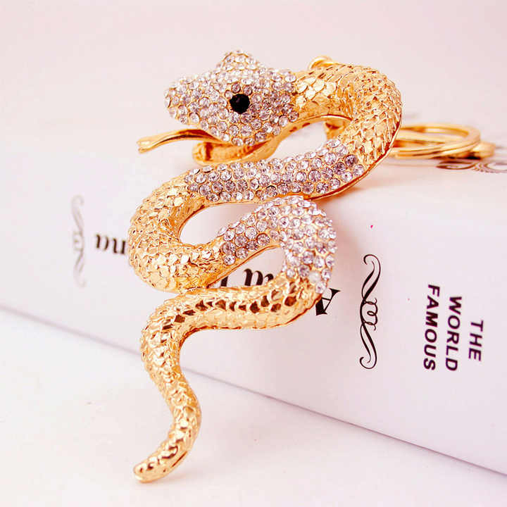 Diamond-encrusted Spirit Snake Plate Boa Constrictor Animal Key Chain ...