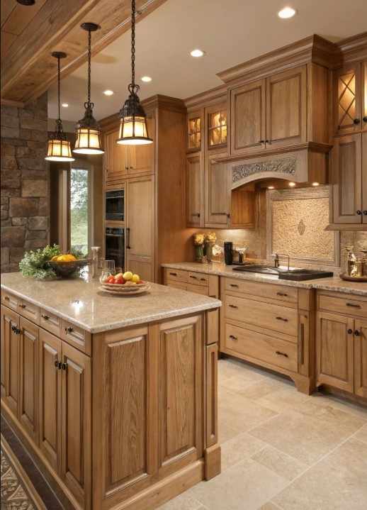 Prima Rustic Oak Kitchen Cabinet Built-in Kitchen Cabinet Full-set ...