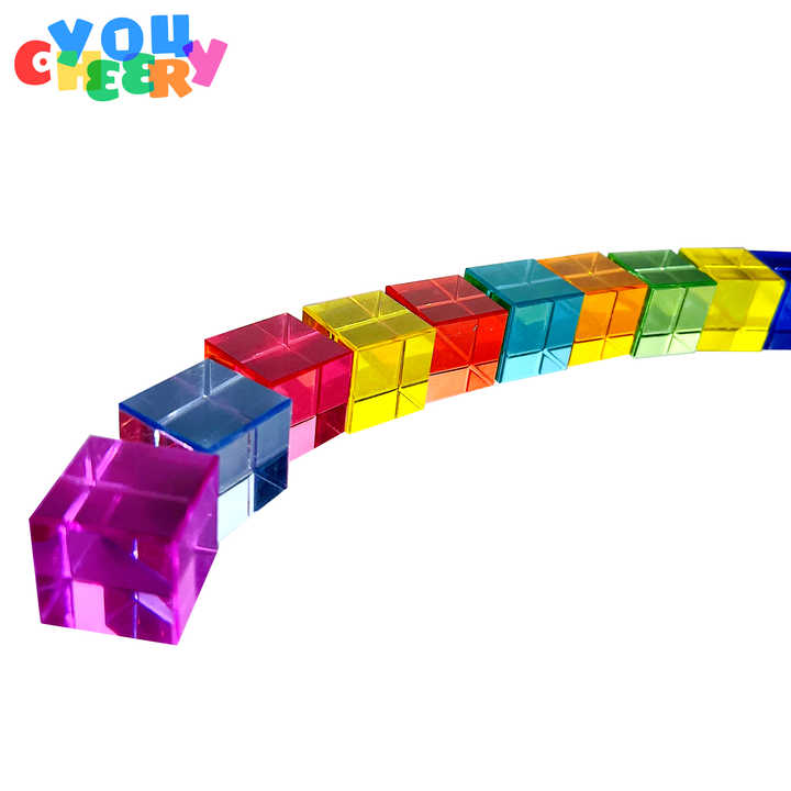 2.5 cm Acrylic rainbow Building Blocks, Transparent Cube Light and ...