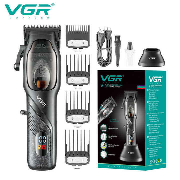 VGR V-269 9000RPM Magnetic Motor Salon Rechargeable Hair Clipper for Men