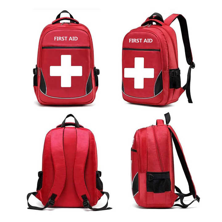 Red Emergency Backpack, First Aid Bag Empty, Waterproof Outdoor Camping ...