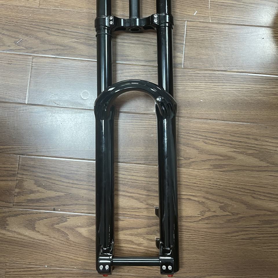 Front suspension mountain bike with dual crown forks, with headlight ...