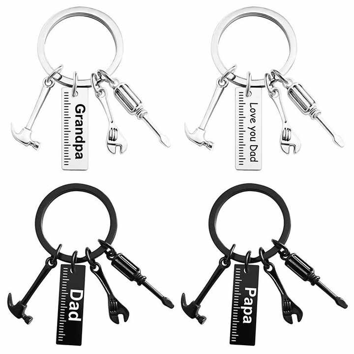 Happy Father's Day Keychain Stainless Steel Custom Keychain Tool Charm ...