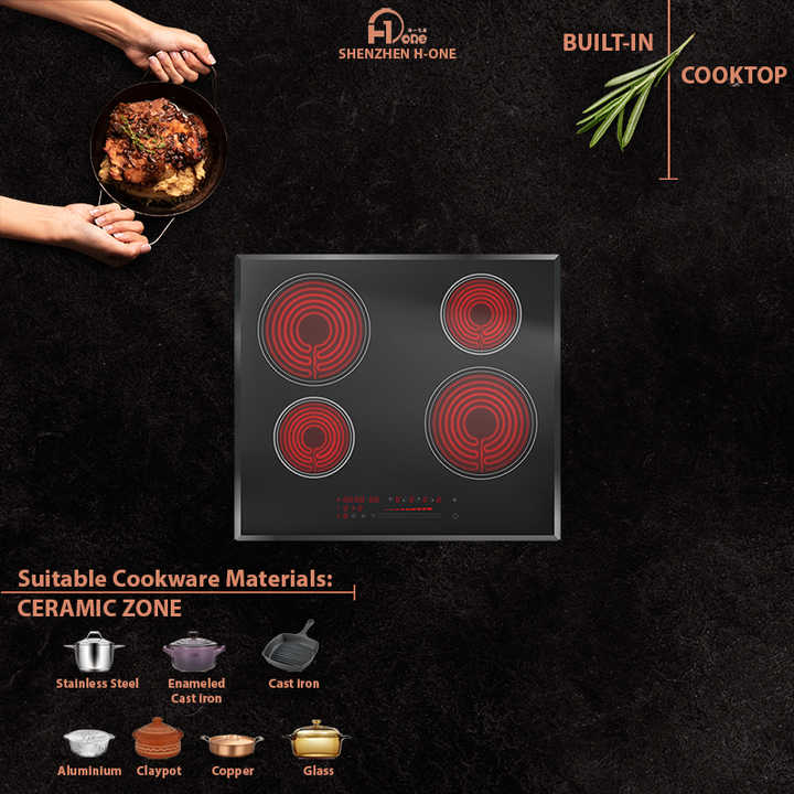 24-Inch Compact Electric Ceramic Glass 60cm Ceramic Hob With 4 Cooking ...