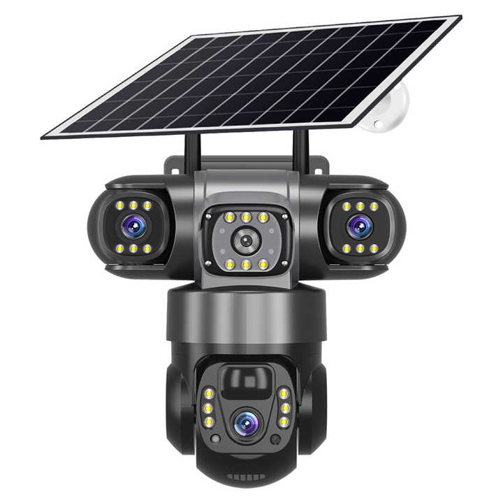 V380 6MP Solar CCTV 4G Network PTZ Triple-Lens Camera