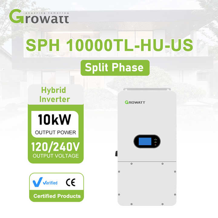 Growatt 48Vdc Split Phase 3 Phase 10Kw Hybrid Solar Inverter With Mppt Charge Controller SPH ...