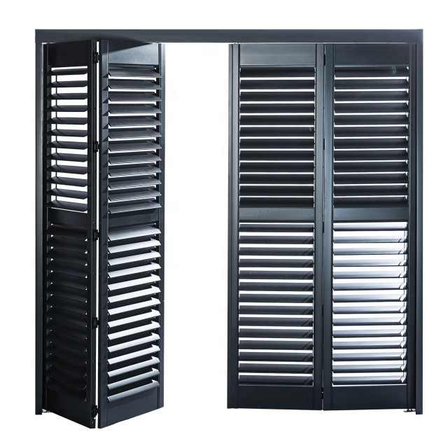 Interior Black 89mm Louver Blade Window Plantation Shutters for ...