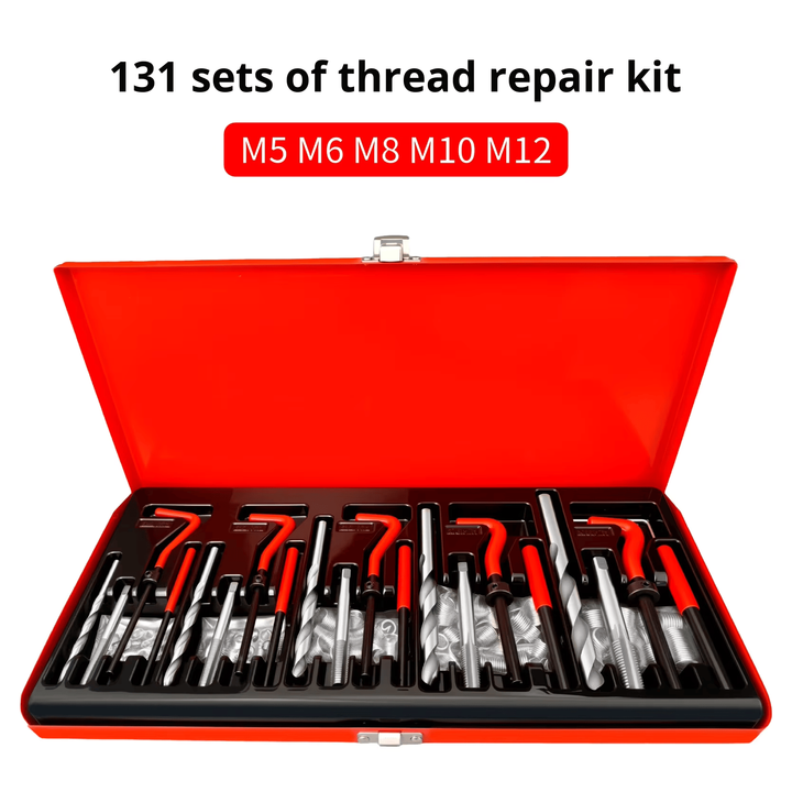 131 Pieces Red Thread Metric Tap & Die Repair Tool Manual Installation ...