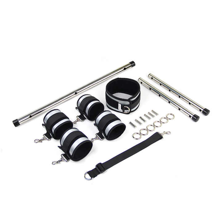 Metal Steel BDSM Tube Black White Sponge Handcuffs Collar