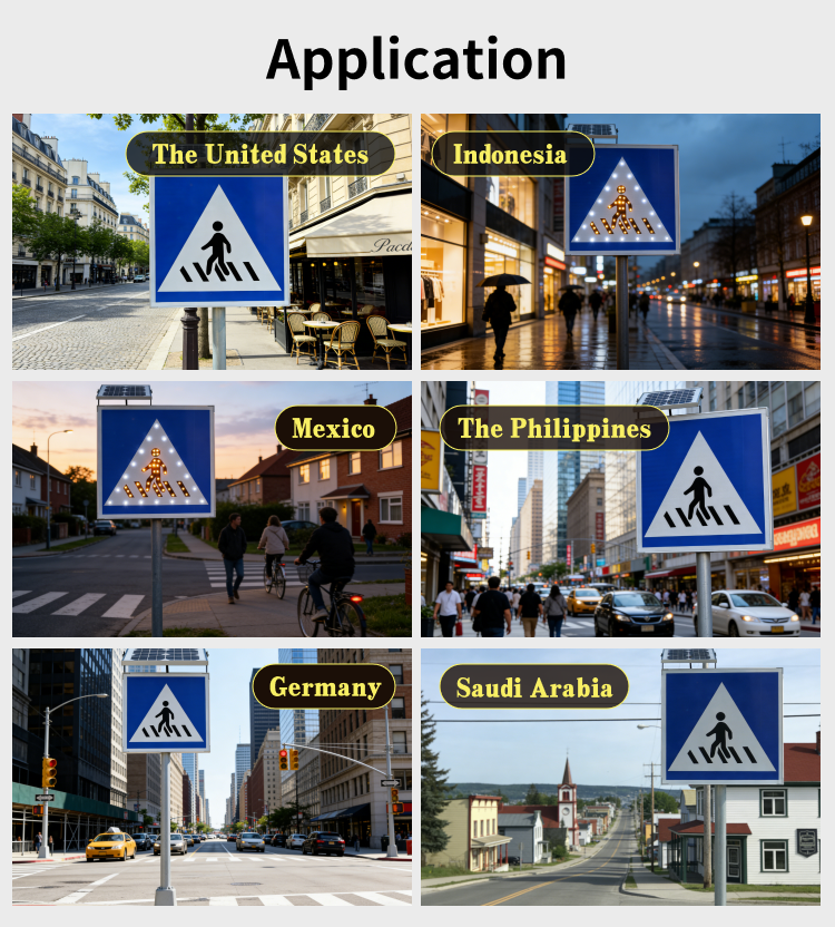Aluminum Solar Triangle LED Safety Warning Traffic Sign