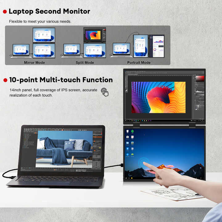 ZEUSLAP New Product 14" Dual Touch Screen Portable Commercial PC Laptop ...