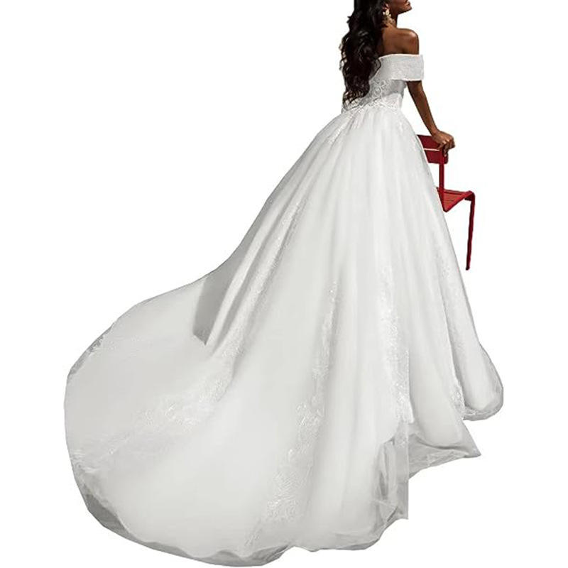 2025 Foreign Trade Off-Shoulder Bride Wedding Dress Sexy Deep V-Neck ...