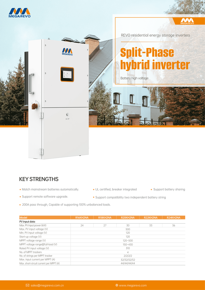 Megarevo High Voltage Hybrid Solar Inverter 16KW 18KW 20KW 22kw 24kw ...