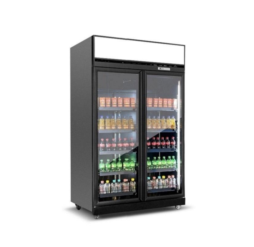 Auto Defrost Beverage Upright Chiller with Wheels Supermarket Vertical ...