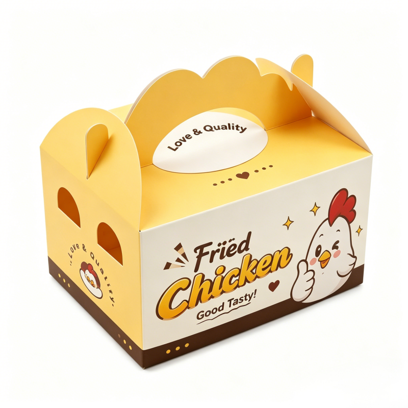 Custom Logo Disposable Kraft Paper Fried Chicken Box Takeaway Food ...