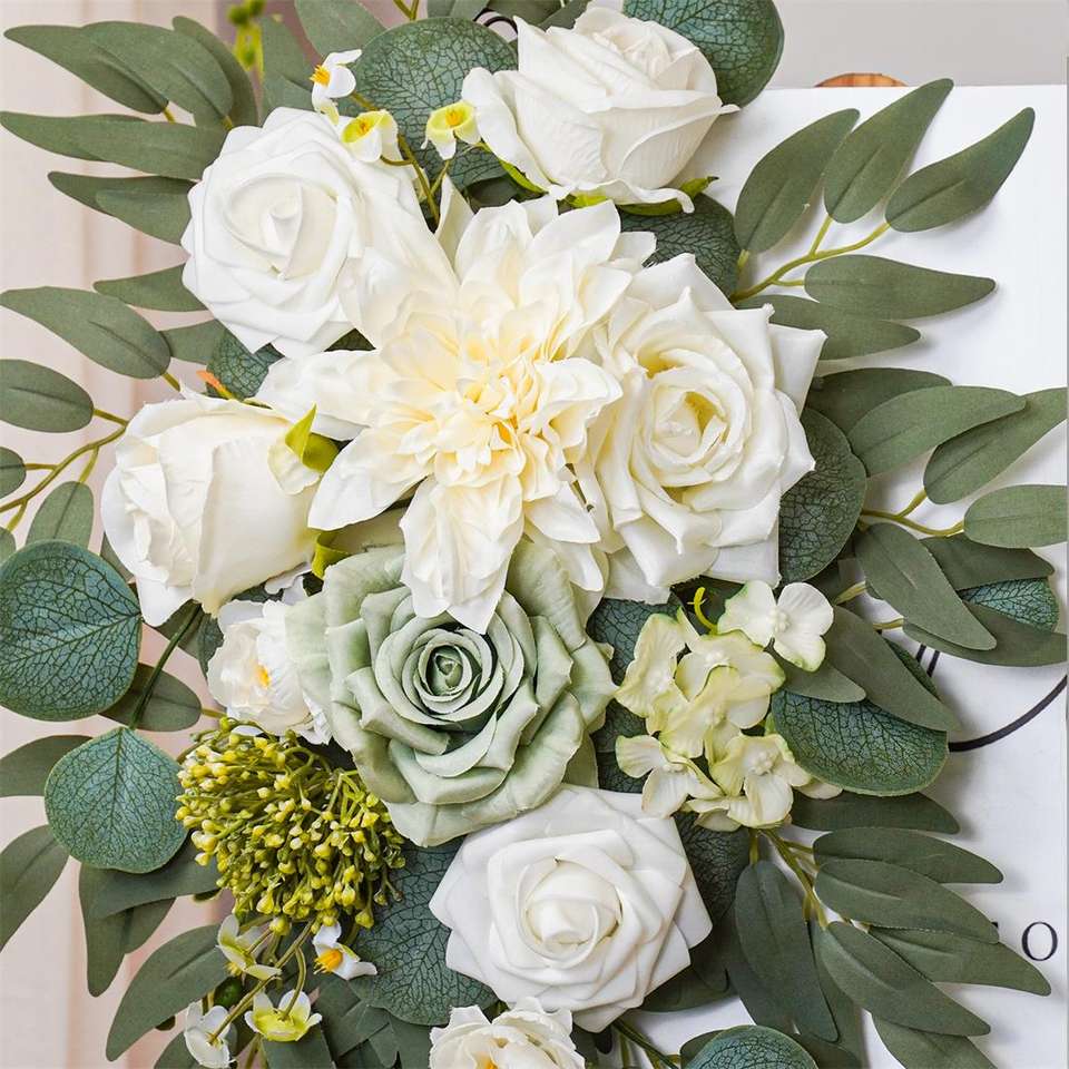 YB99 2024 New Arrival High Quality White Green Flower Swag for ...