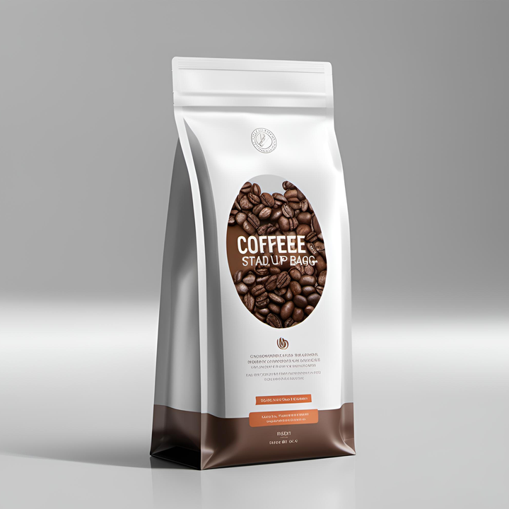 Luxury Logo Zipper Flat Bottom Doypack Coffee Beans Packaging Bag With ...