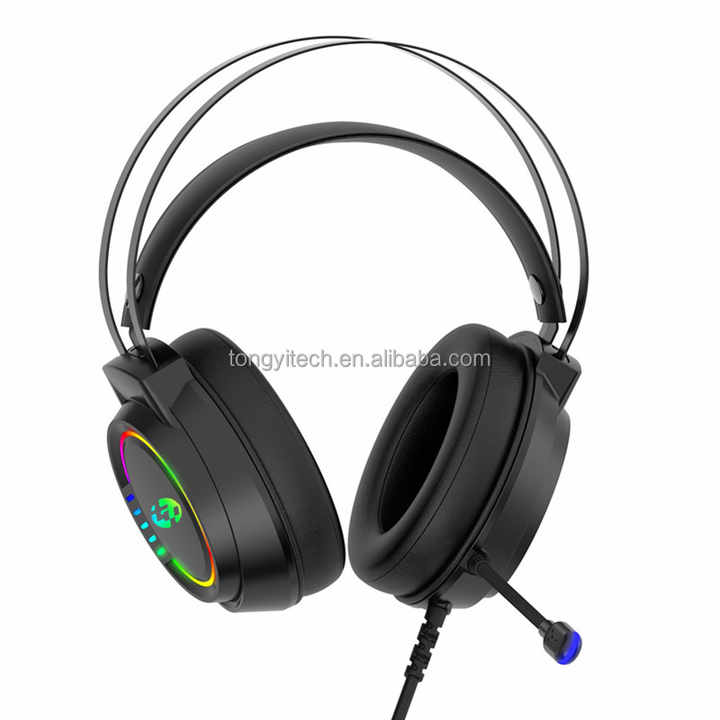 RGB LED Lights Gaming Headset with Dynamic Microphone Over-Ear Computer ...