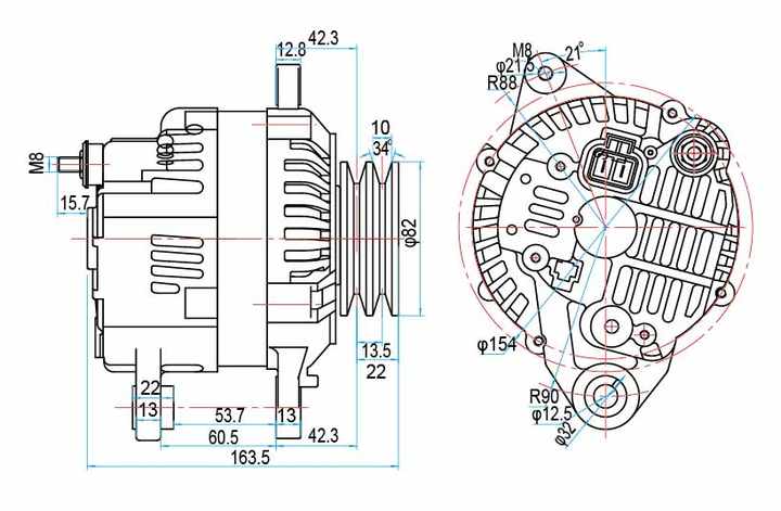 MITSUBISHI 4M40 Auto Car Alternator - 12V/110A EXEN Brushless