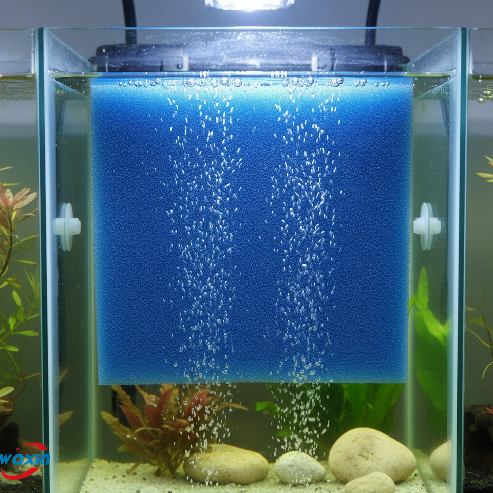 Blue Reticulated Polyurethane Open Cell Mesh 20 30 40 50 60 Ppi Fish ...