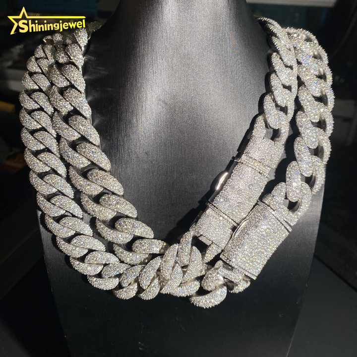 Big Cuban Chain 20mm 23mm Iced Out Diamond Hip Hop Jewelry Necklace 925 ...