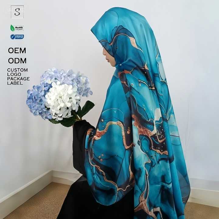 Best-Selling High-Grade Marble Printed Silk Chiffon Hijab New Ethnic ...