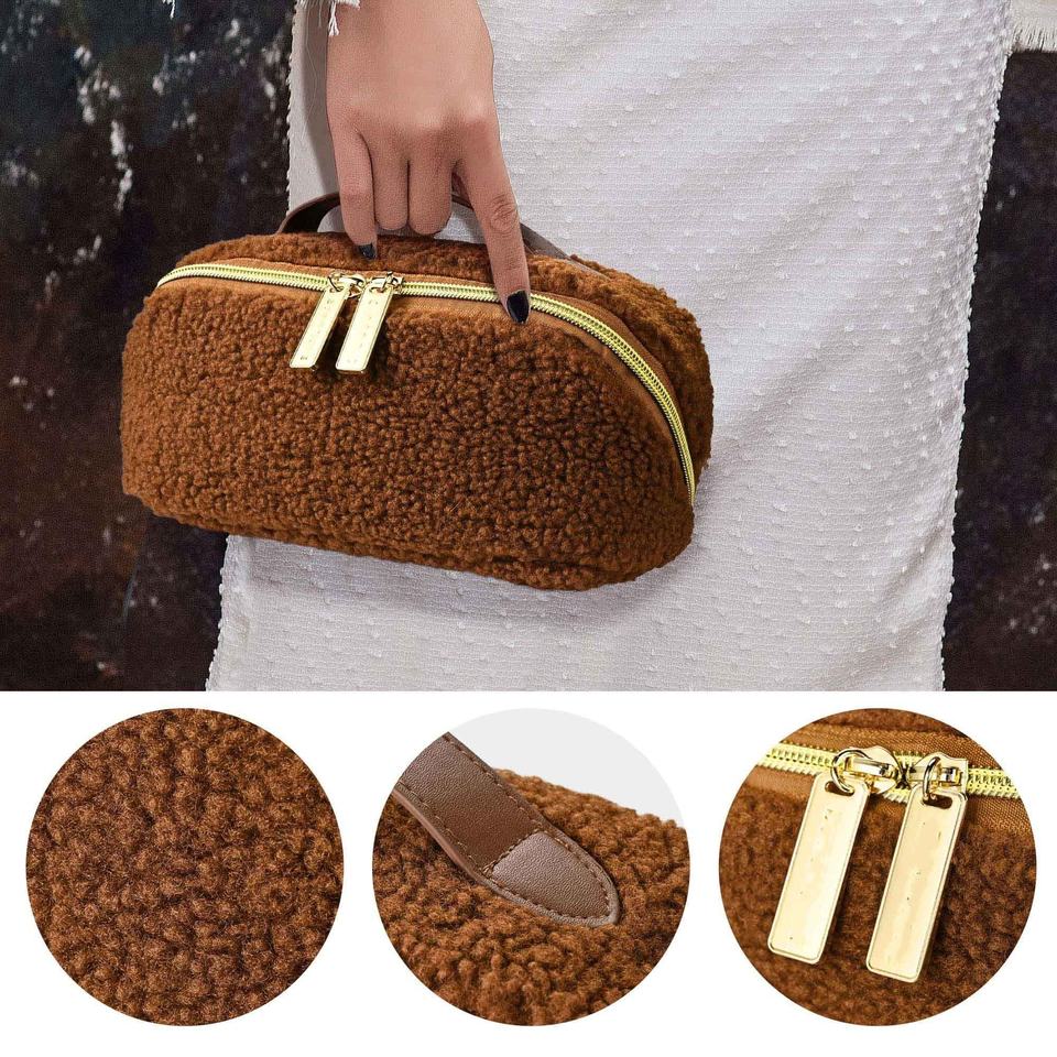 Custom Teddy Plush Makeup Case Open Flat Travel Toiletry Accessories ...