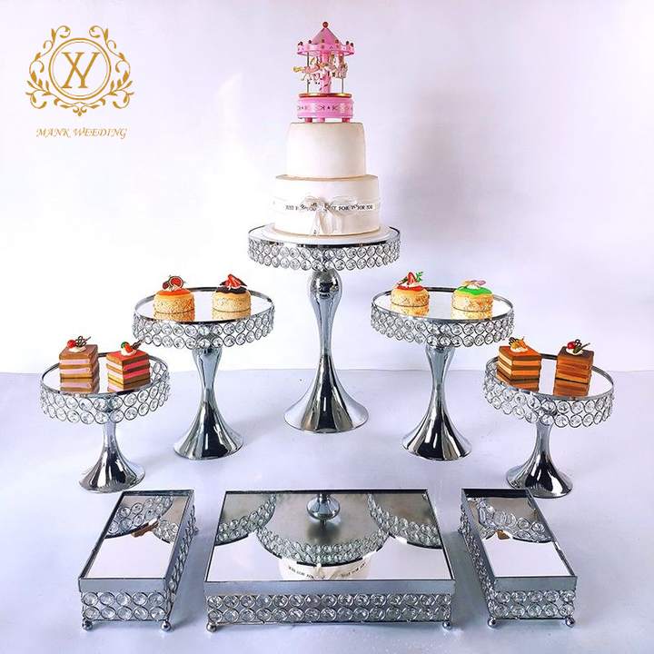 Silver Series Electroplated Metal Tall Cake Stand Set Wedding Tray ...