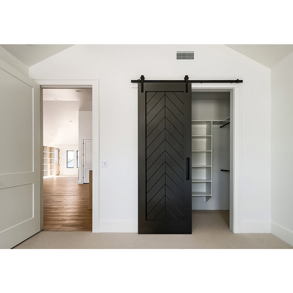 Pintu Geser Kayu Solid Motif Chevron untuk Interior Rumah dengan ...