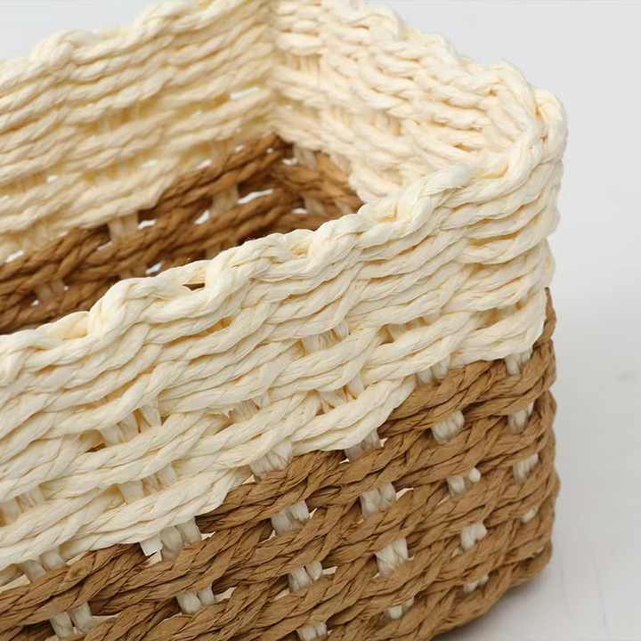 Woven Set of 3pcs Natural Paper Rope Storage Basket Box Woven Wicker ...