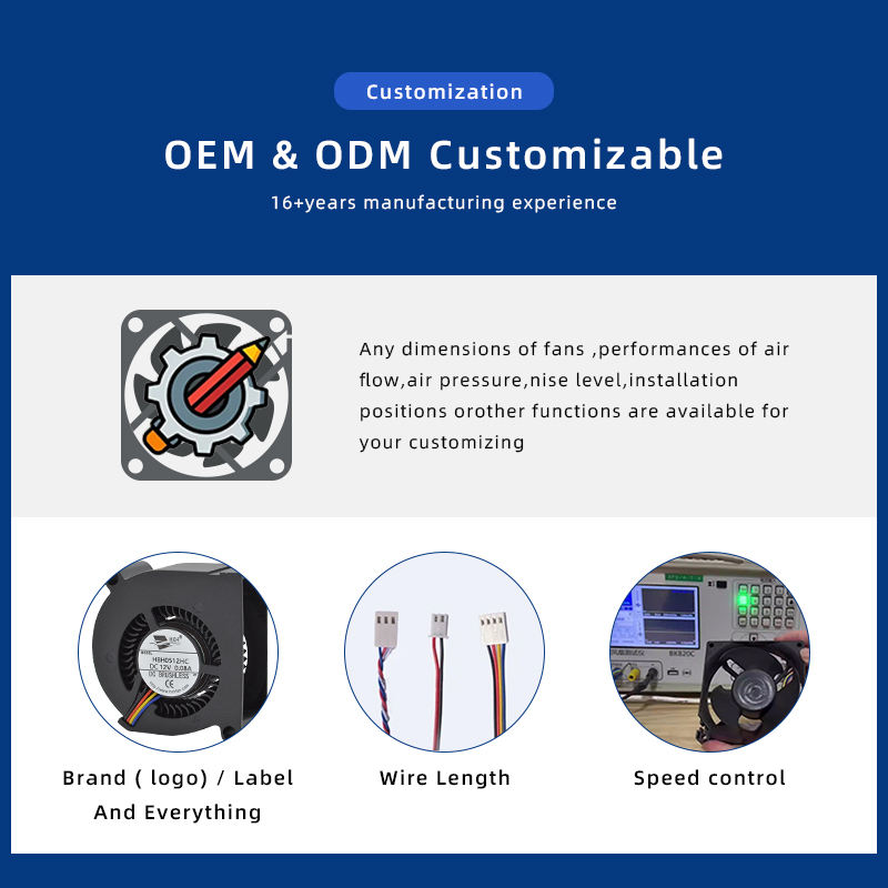 8025-2 5-12-24V DC 80x80x25mm IP68 Waterproof Axial Flow Fan Ball ...