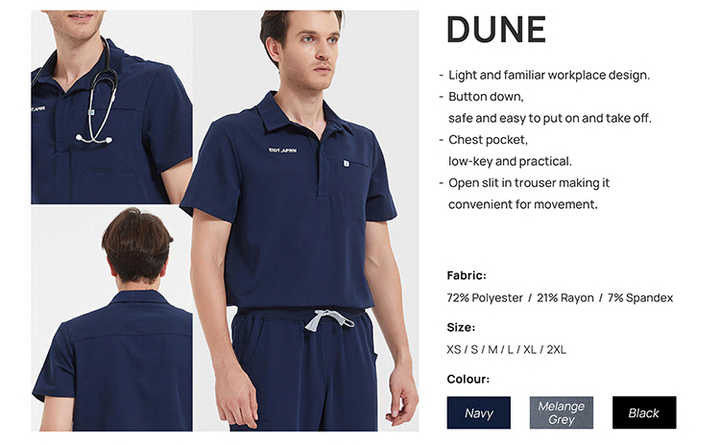 OEM Short Sleeve Polo Scrubs Suit Set Men Medical Nursing