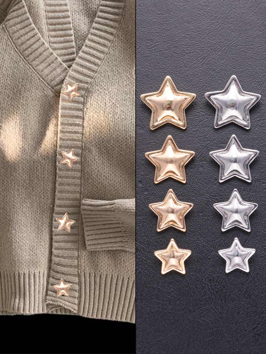 Five-Pointed Star Buttons Eco-Friendly Zinc Alloy with Washable Beads ...