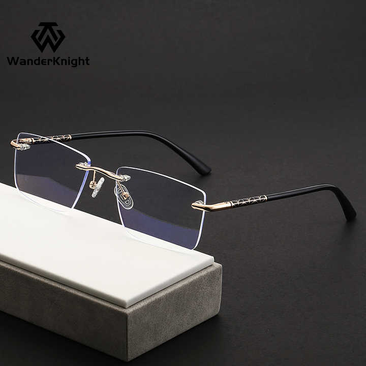 Custom Luxury Brand Designer Trendy Square Frameless Men's Glasses