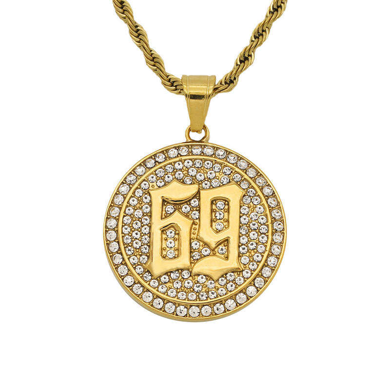 2026 Hip Hop 69 Rap Pendant Necklace, Iced Out CZ 18K Gold Plated ...