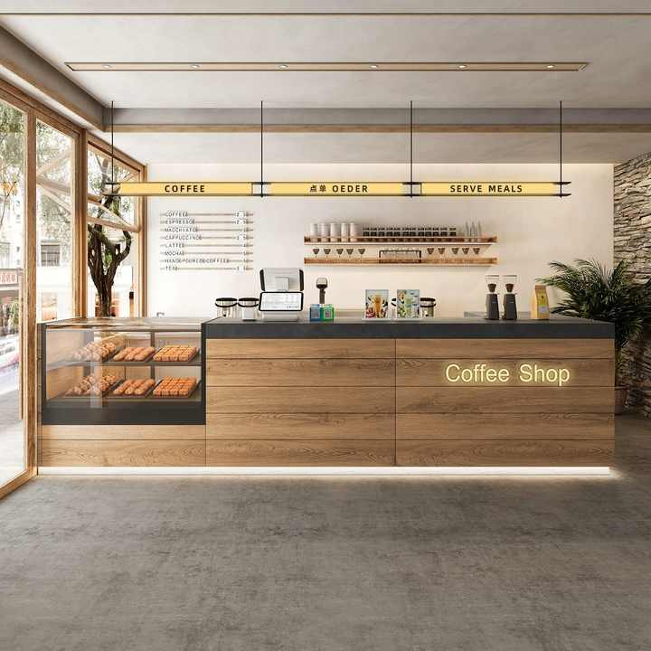 Customized Minimalist Reception Desk for Coffee Shops