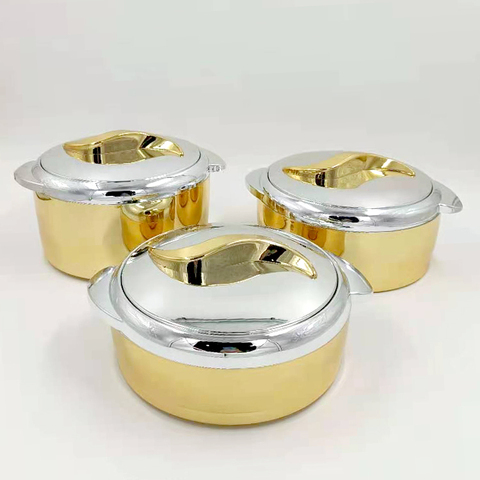 Oval Shaped Gold and Sliver Hot Pot Insulated Casseroles