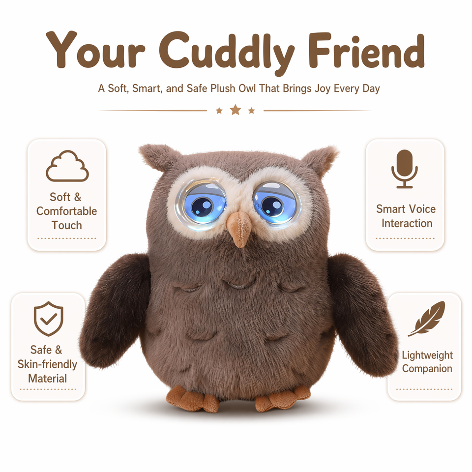 AI Smart Owl Toy ChatGPT Storytelling Soft Fur CE CPC Anxiety Relief ...