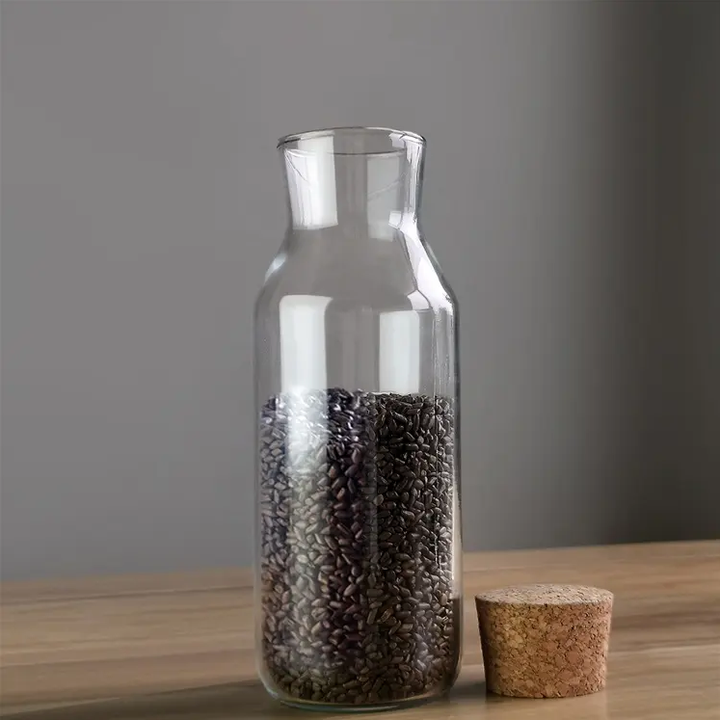 Clear Borosilicate Glass Heatable Milk Jug Juice Bottle with Cork ...