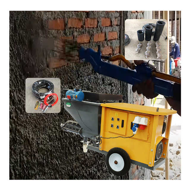 220v 380v Motor Gypsum Spraying Mortar Automatic Cement Plastering Machine Mixer and Spray for Wall