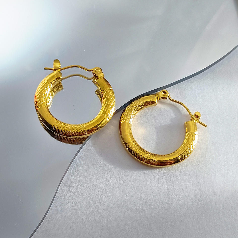 European Luxury Oil Press Process Earrings Stainless Steel Vacuum Gold ...