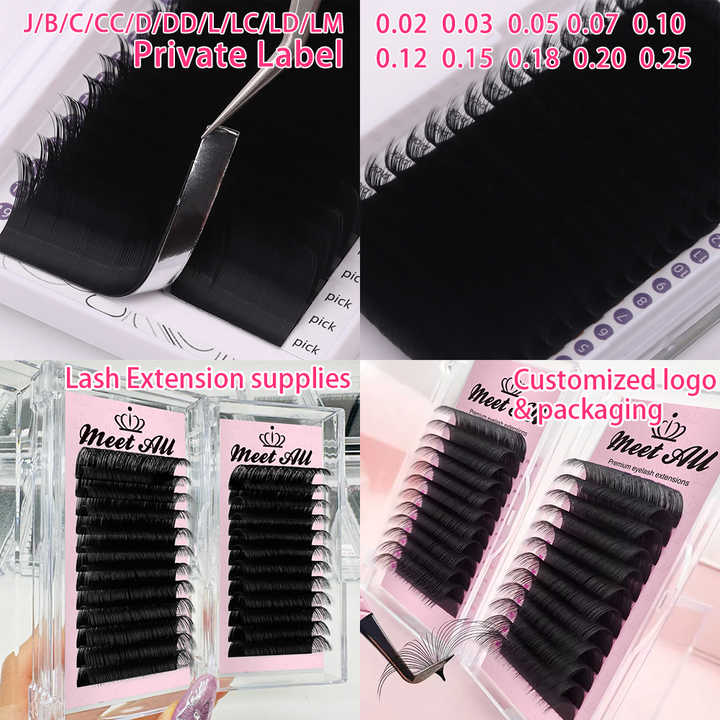 Chasmere Deep Dark Fluffy Matte Black Easy Fanning 0.02 0.03mm volume Lash Extension Mix Tray ...