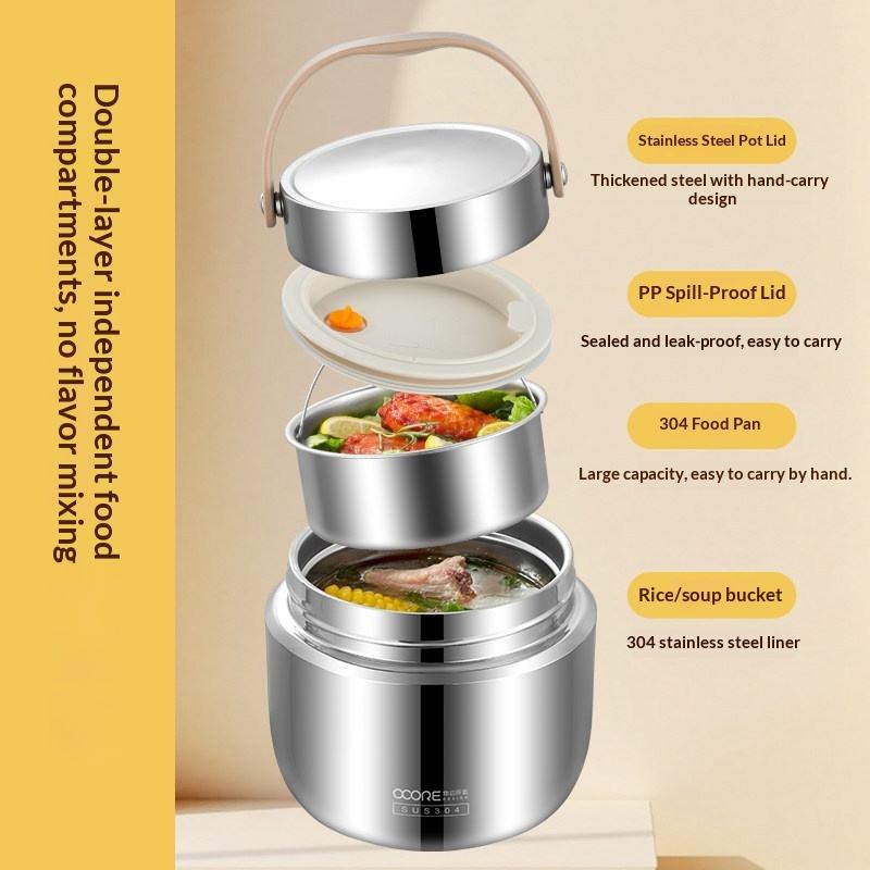 Vacuum Insulated Stainless Steel Wide Mouth 2 Compartment Food Jar ...
