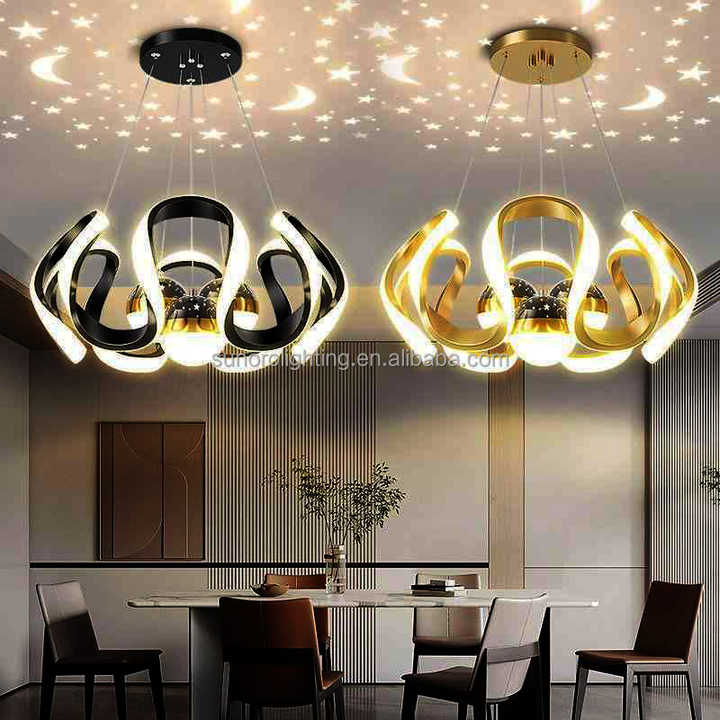 Lampara140w LED Chandelier with Remote Control Dimmable 3-color