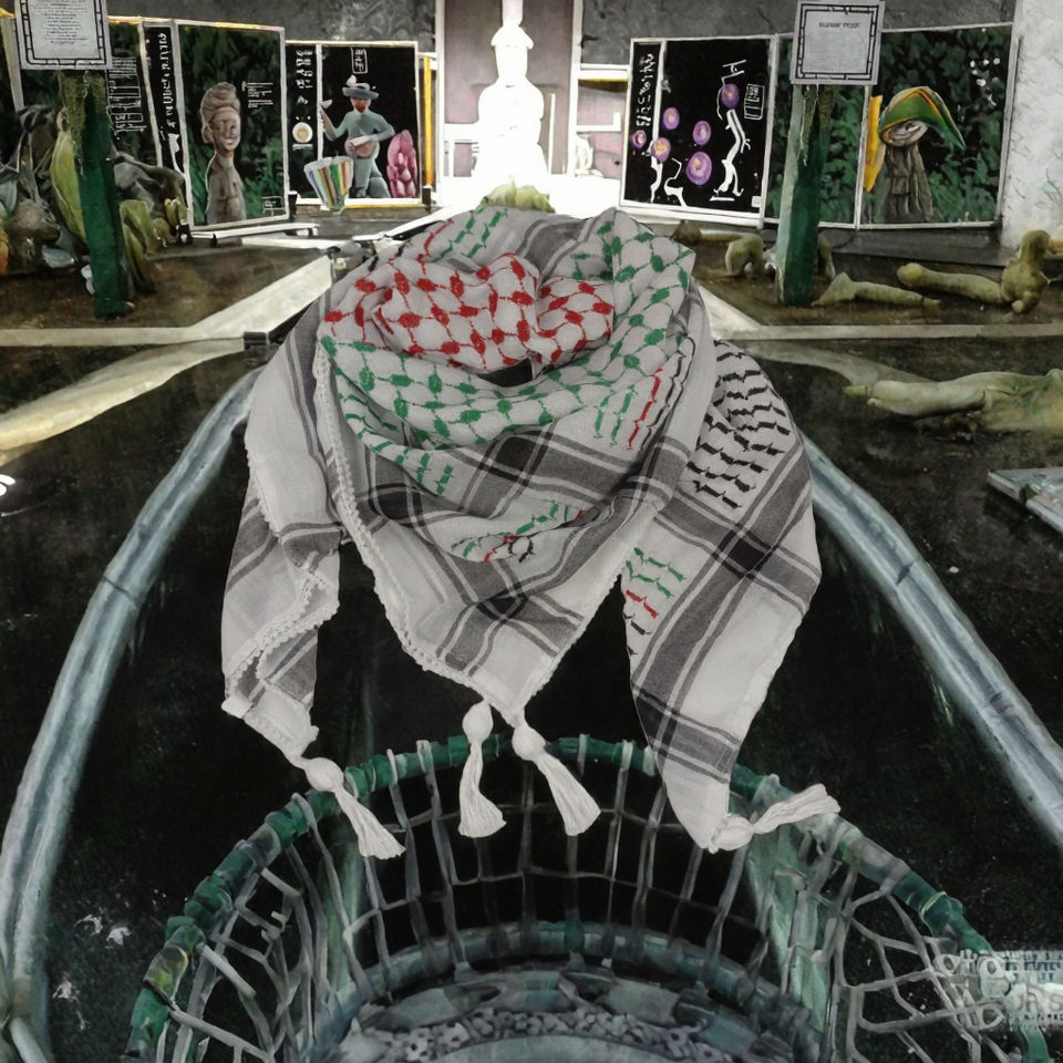 Men's Yashmagh Shemagh Red and Green Arafat Scarf Keffiyeh