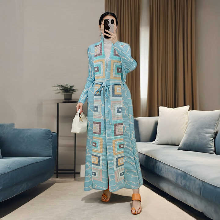 PROMISTAR 2024 Dubai Turkey Pleated Abaya Plaid Design Front Open Women ...