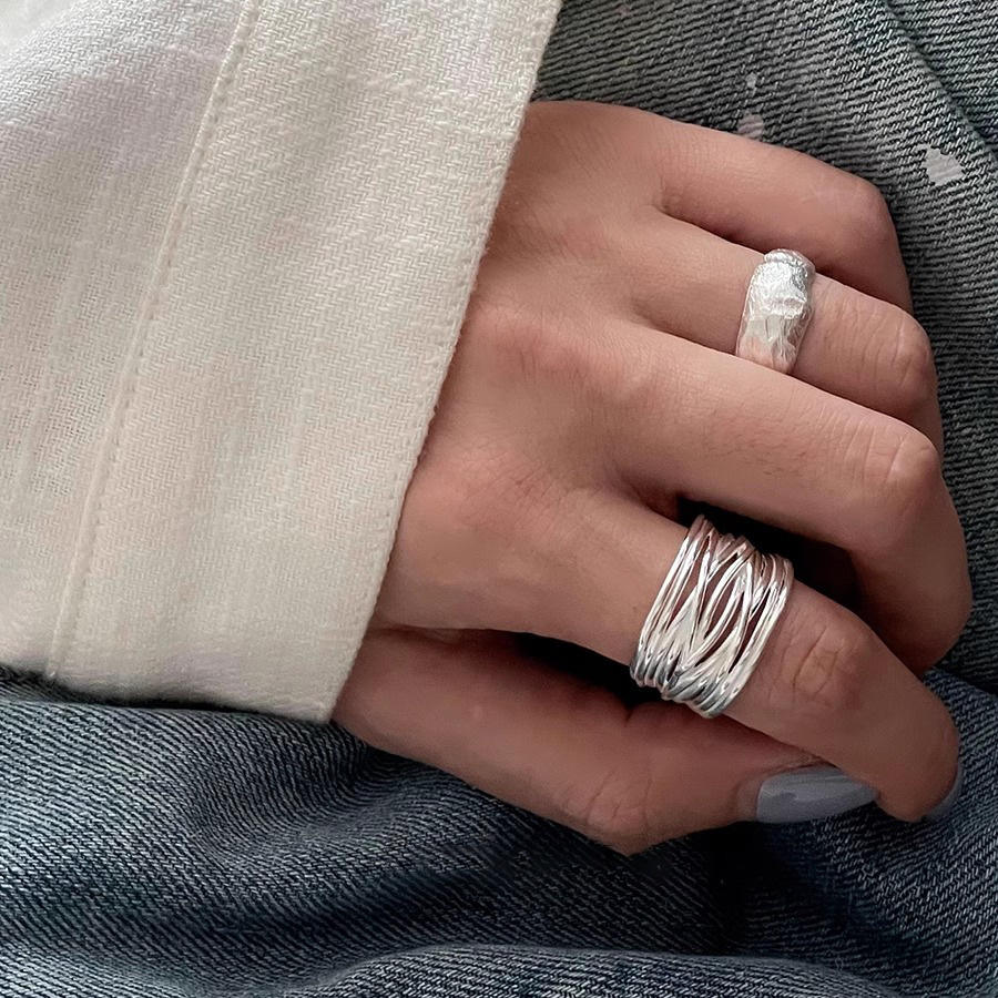 Multi-Layer Cross Geometric Ring Korean Fashion Cold Style Glossy ...