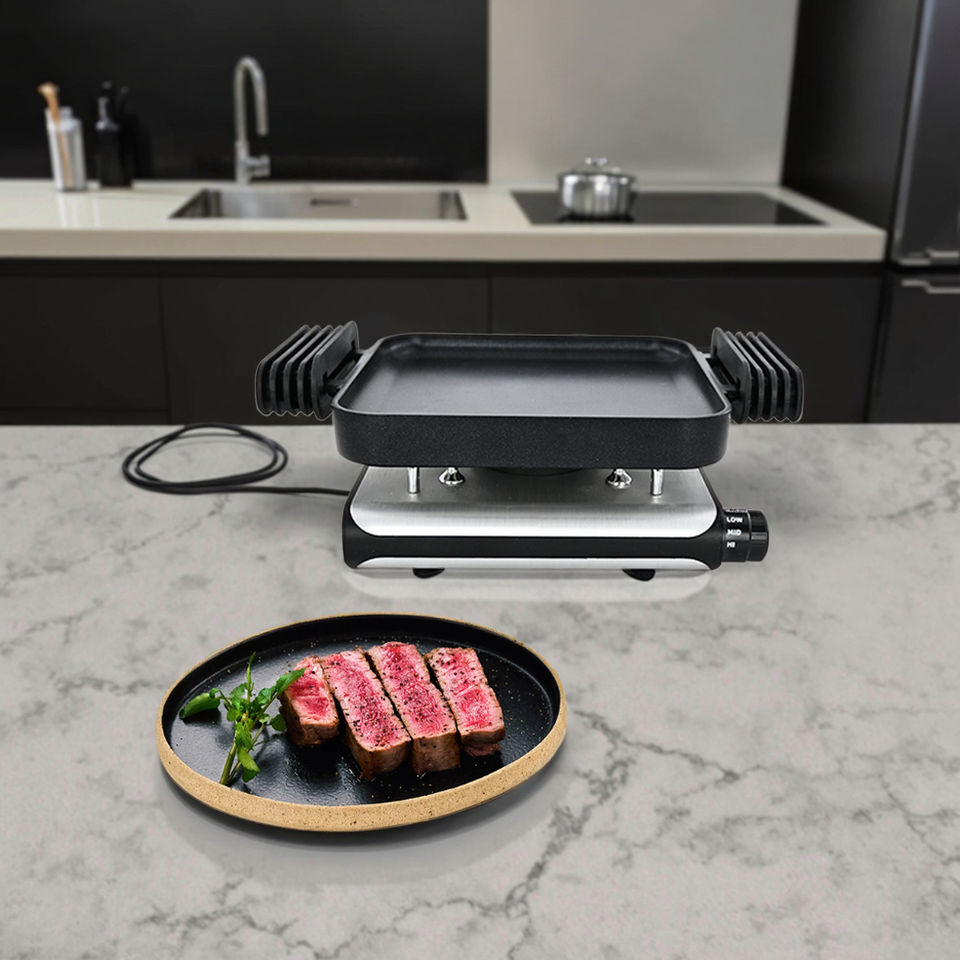 Smokeless Nonstick Cooking Surface Electric Frying Pan BBQ Detachable ...