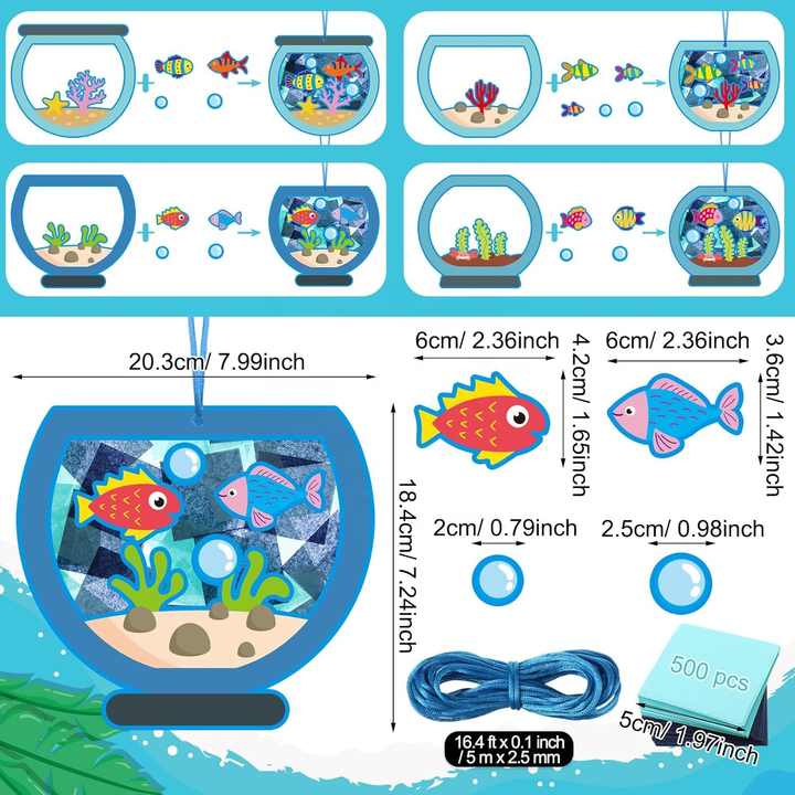 Kids Summer Fishbowl Paper Craft Kit Make Your Own Aquarium DIY Paper ...