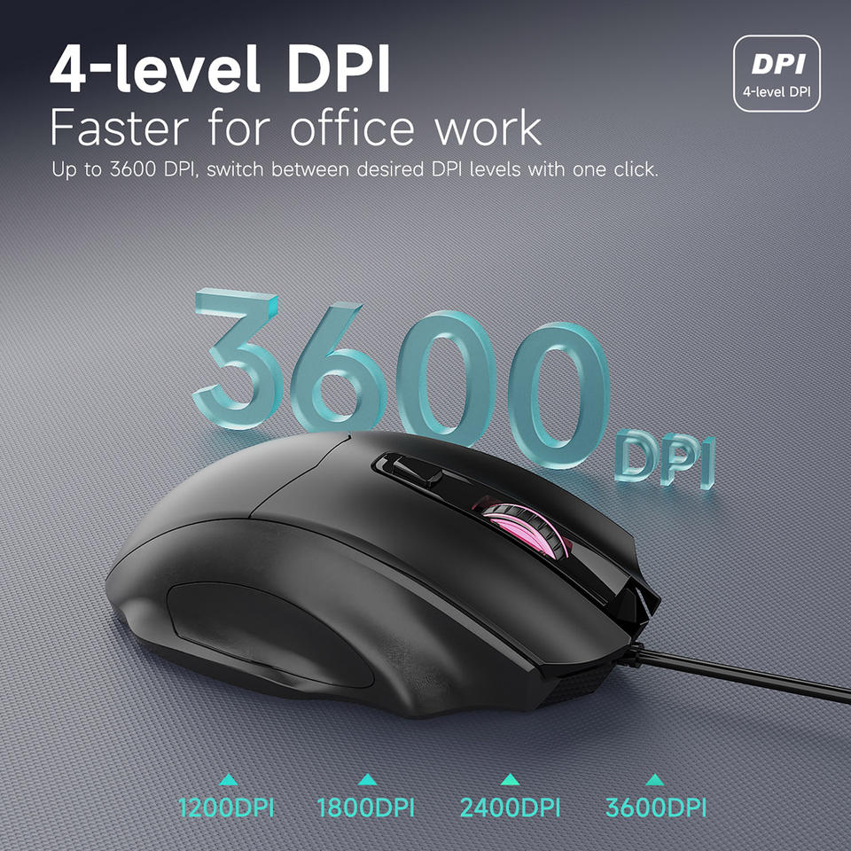 NACODEX NJ05 Wired Gaming Mouse USB Connection 6 Buttons 3600 DPI ...